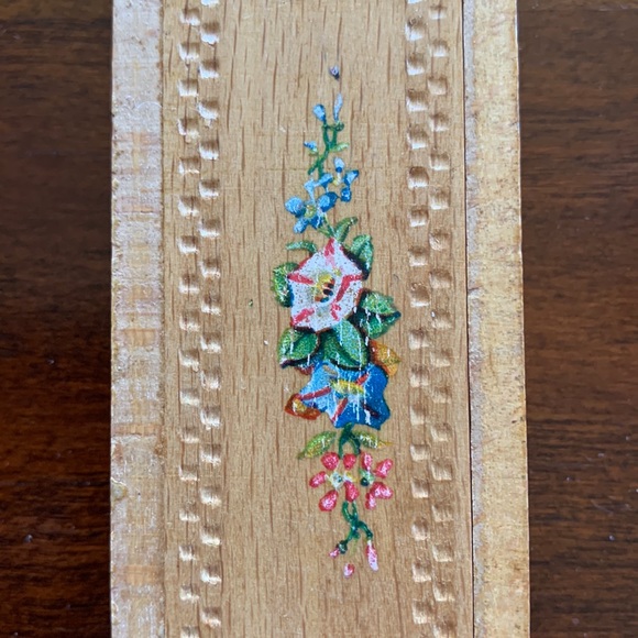 Office | Antique Vintage Wood Pencil Sliding Box With Floral Accents ...